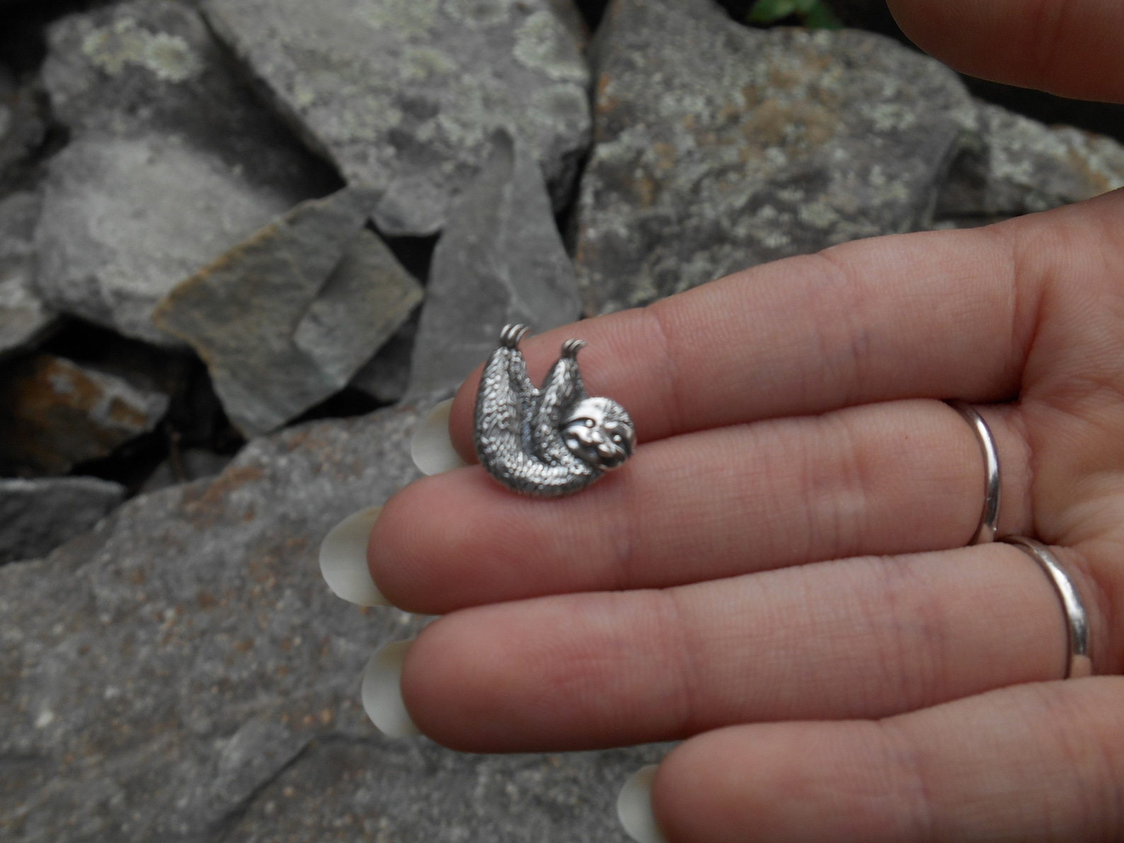 Birthstone Sloth Necklace Sterling Silver Sloth Charm - Etsy