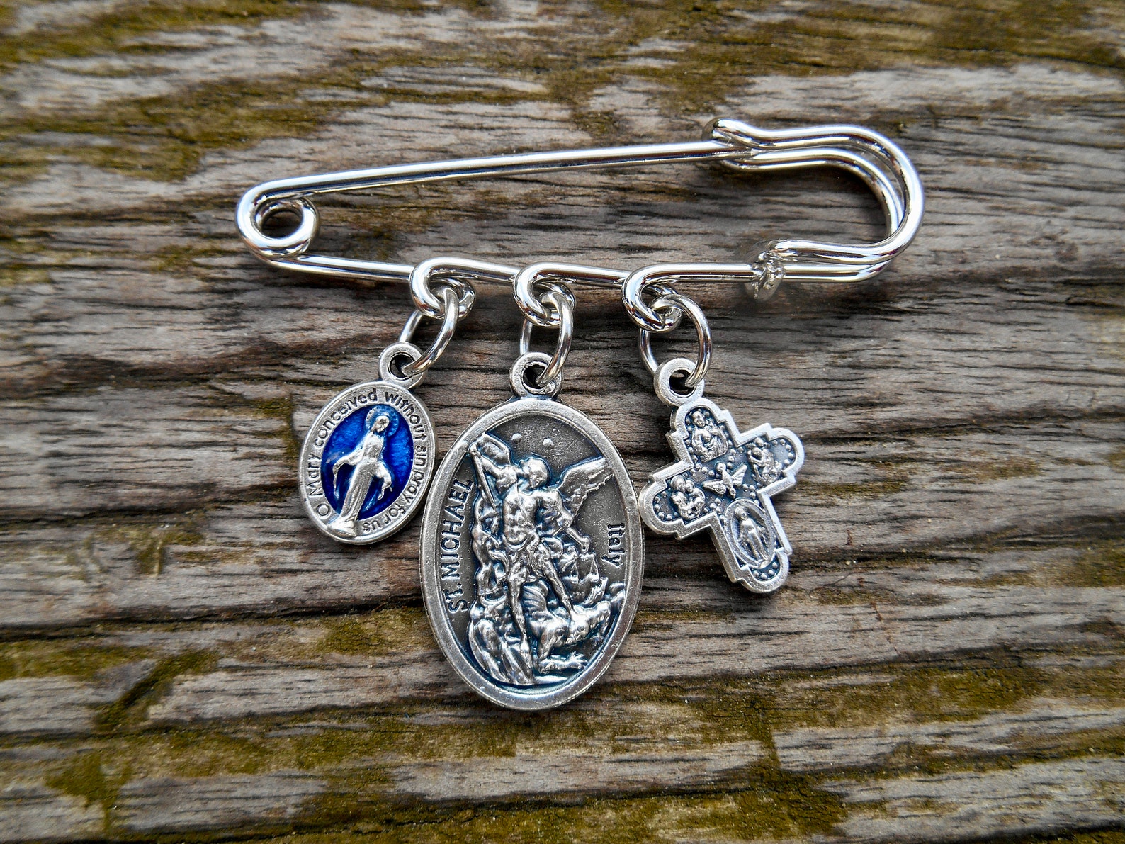 Saint Michael Safety Pin Brooch-patron Saint Guardian Angel - Etsy