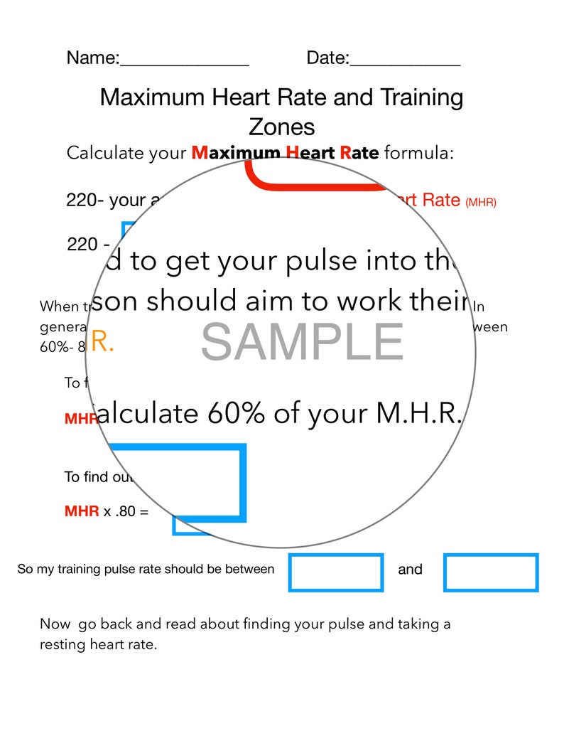 Heart Rate Fitness Lab Exercise Log Cardiovascular Fitness | Etsy