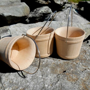 Miniature Wooden Buckets Set of (3), Small Wood Pails 2-1/16″ Craft ...