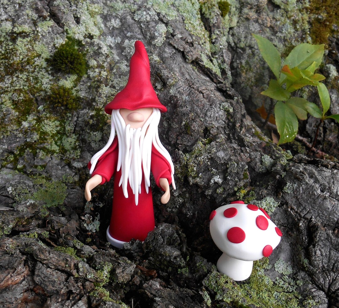Fairy Garden Gnome, Fairy Garden Wizard, Polymer Clay Wizard, Woodland ...