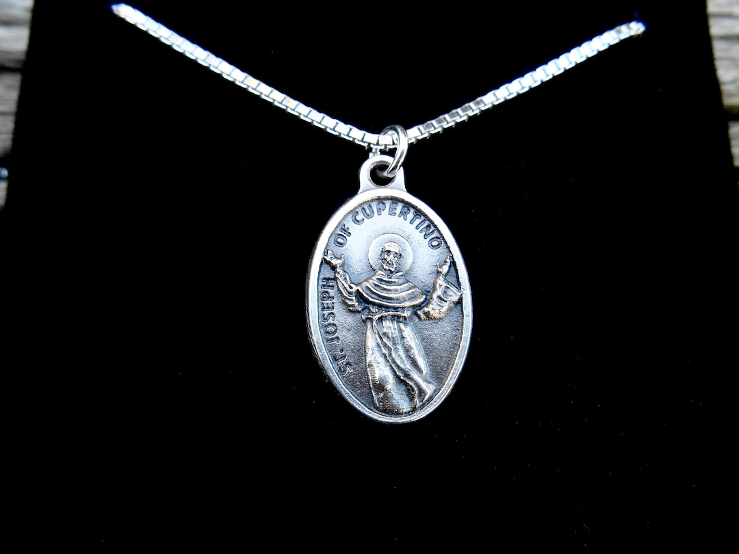 Saint Joseph of Cupertino, Catholic Mens Necklace, 1.6mm Sterling ...