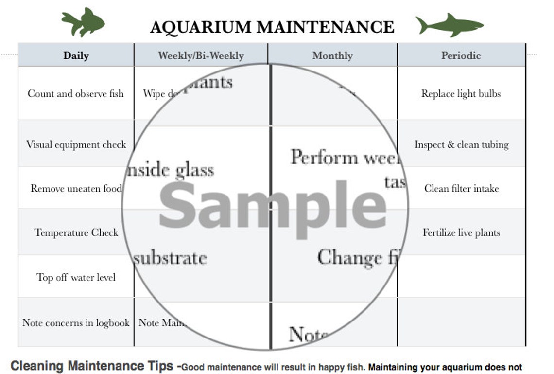 Aquarium Log, Fish Journal, Beginners Aquarium Maintenance Log, Fresh ...