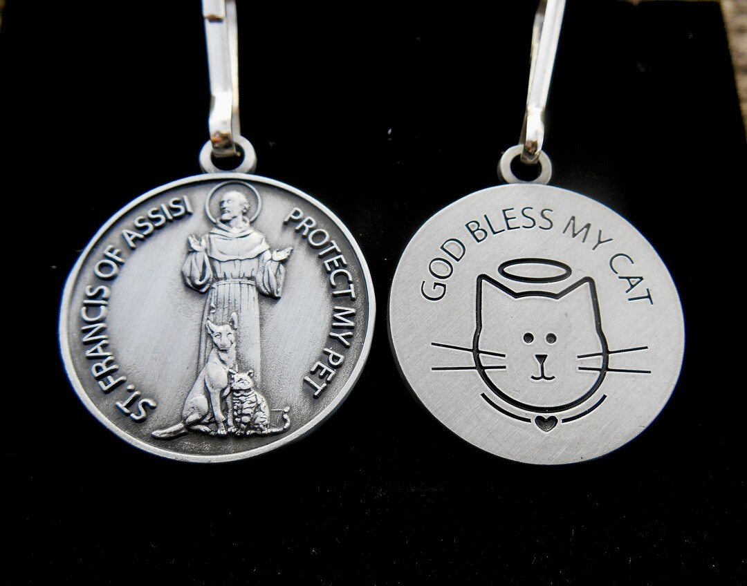 Saint Francis Cat Tag, Bless My Dog/cat, Priests Pet, Dog Tag, Cat Tag ...