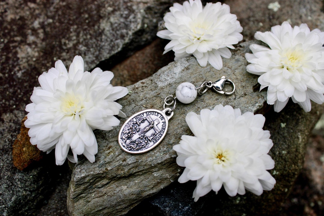Holy Souls in Purgatory Rosary Marker, 8mm Howlite Rosary Marker ...