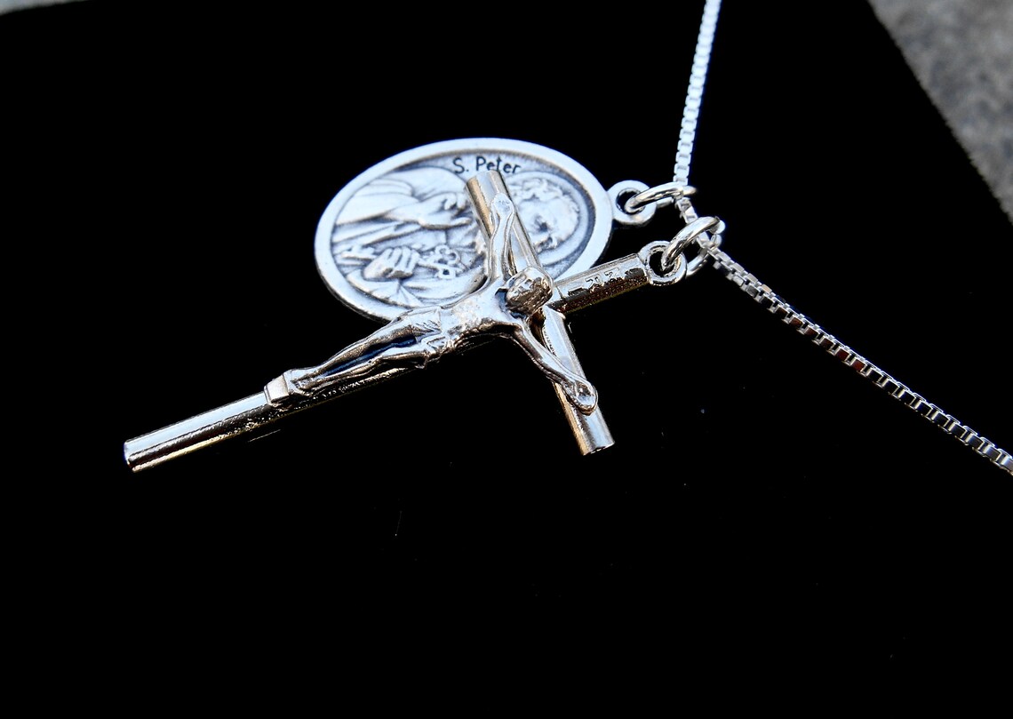 Saint St Peter Necklace Men/Boys Large 1.5 Inch Cross | Etsy