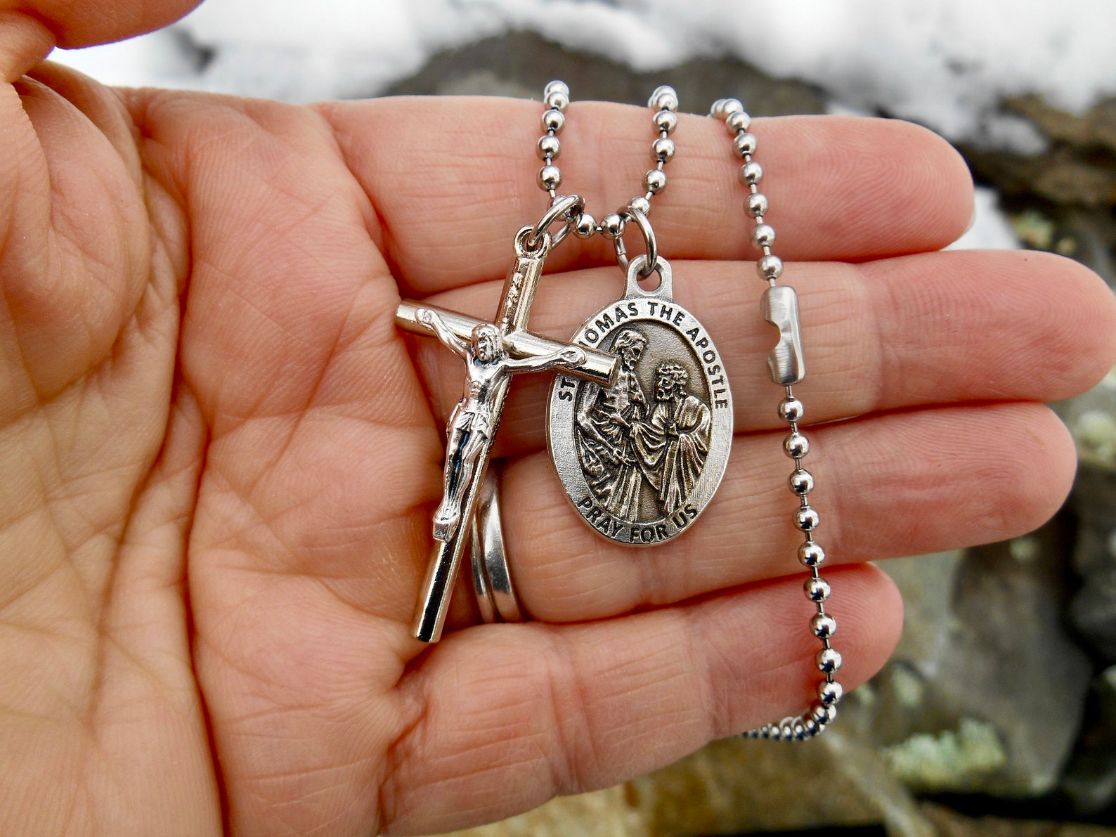 Saint Thomas the Apostle Necklace 2.4mm Stainless Steel | Etsy