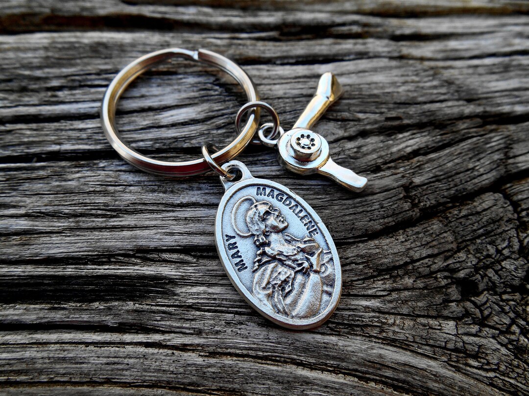 Saint Mary Magdalene Keychain- Key Fob- Saint Mary Magdalene- Split ...