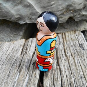 Wooden Peg Doll, Aztec Doll, India Woman, Pretend Play Montessori ...