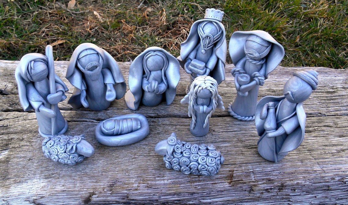 SALE 15% off Modern Nativity Set Miniature Clay Nativity | Etsy