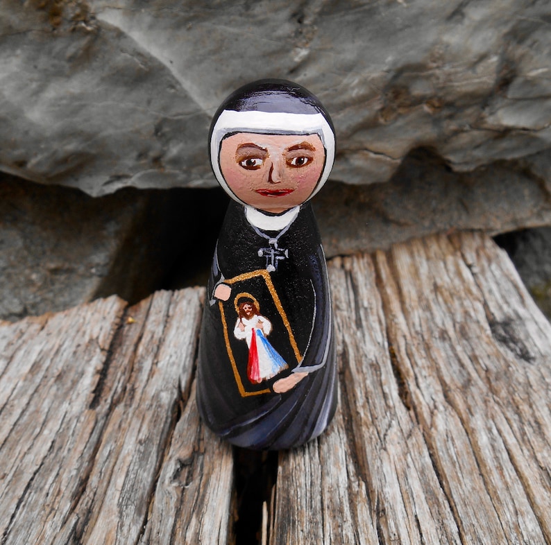 Divine Mercy Peg Doll, Saint Faustina, Catholic Gift, Easter Gift ...