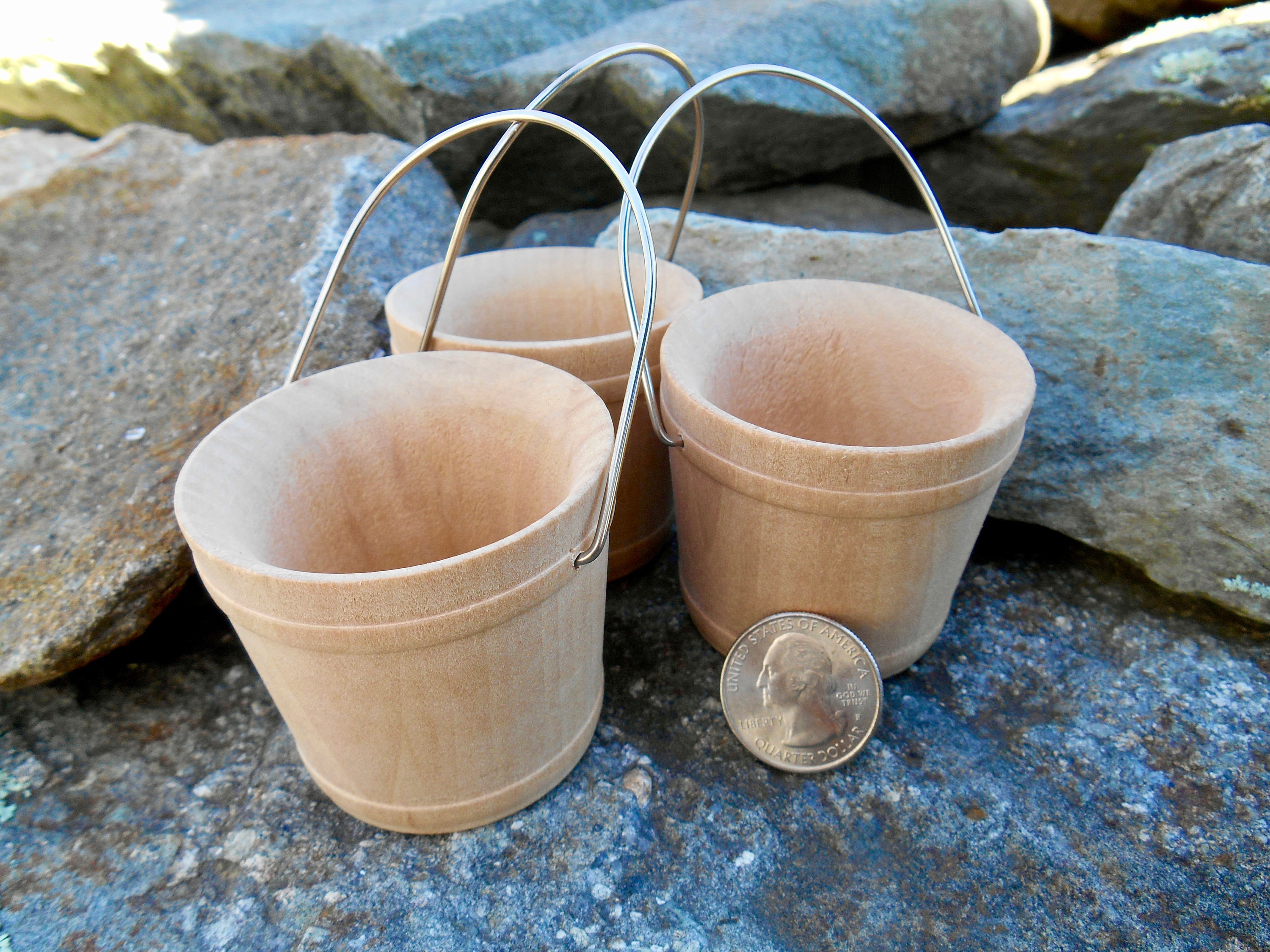 Miniature Wooden Buckets Set of 3 Small Wood Pails 2-1/16 - Etsy