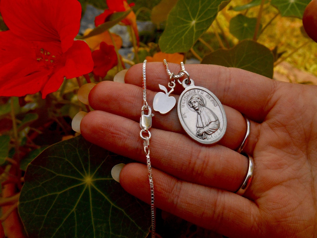 SAINT ELIZABETH ANN Seton Necklace - Sterling Apple Charm- Optional ...