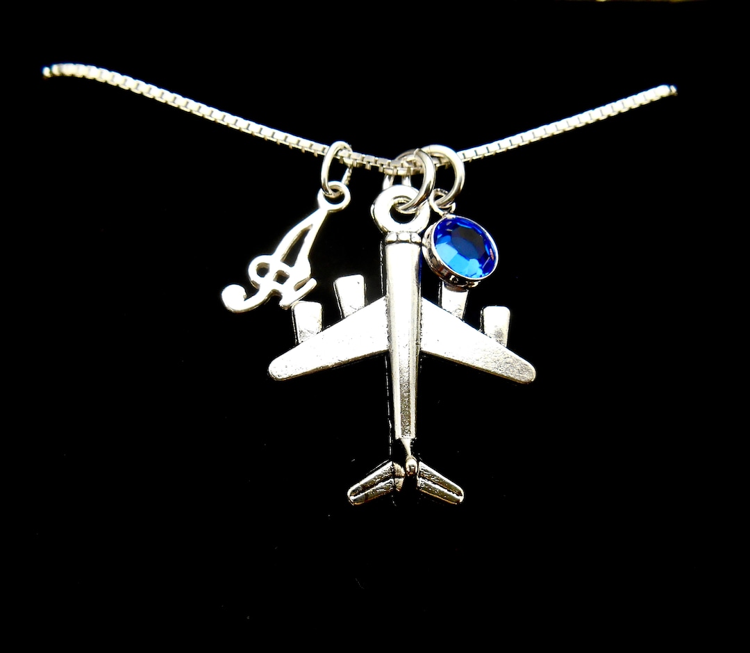 Aviation Charm Necklace, Sterling Silver Box Chain Necklace ...