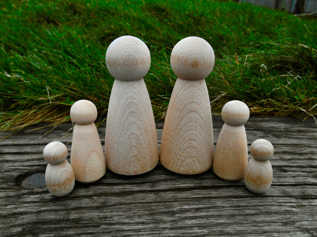 LADY /GIRLS Peg Dolls Set, Woman Peg Dolls, Set of 6 Unfinished Pegs ...