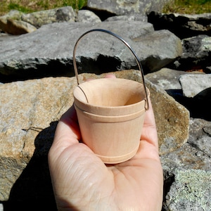 Miniature Wooden Buckets Set of (3), Small Wood Pails 2-1/16″ Craft ...