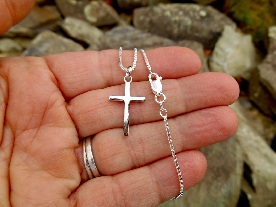 Simple Sterling Silver Cross Necklace, Cross Pendant, Religious Jewelry ...