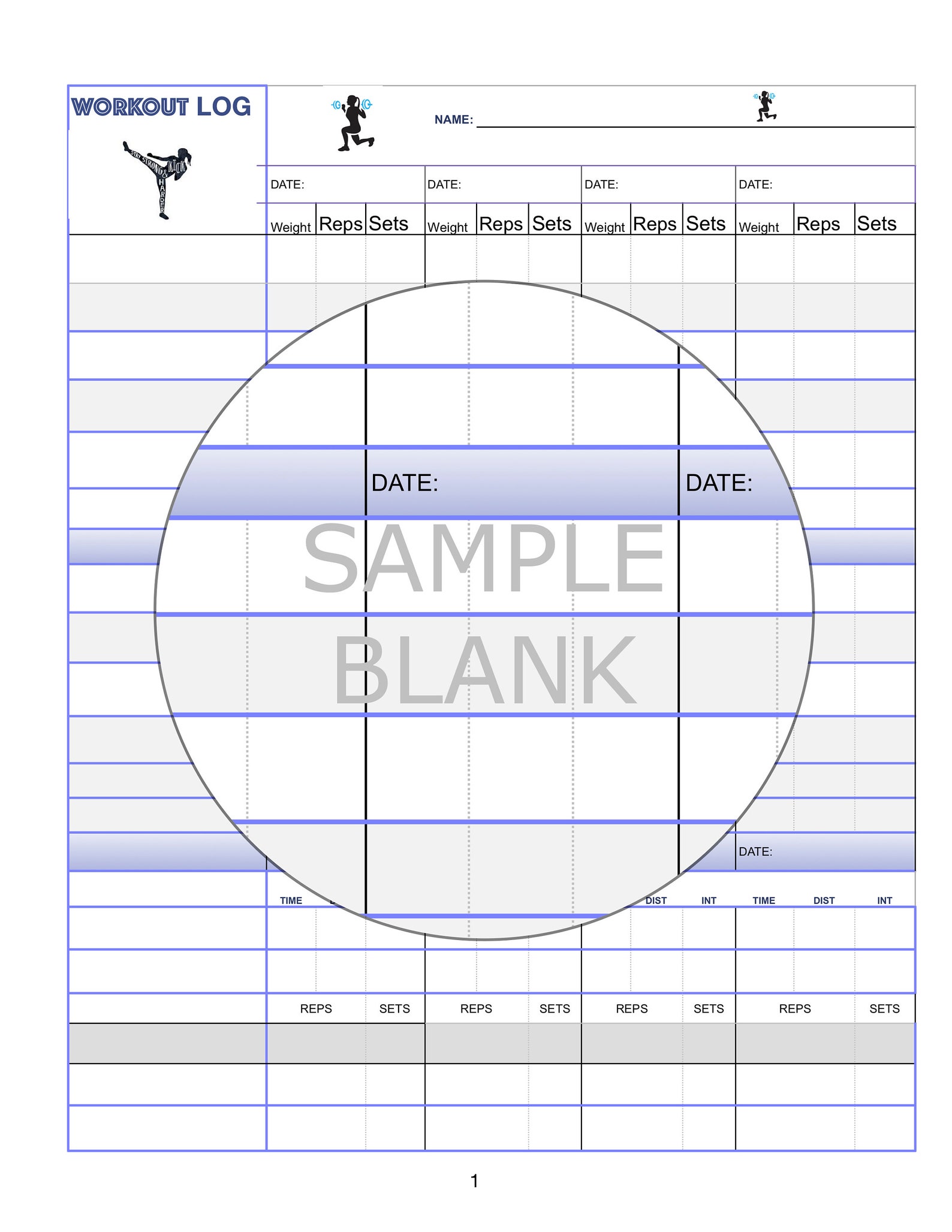 Beginners Weight Training and Cardio Daily Workout Log | Etsy