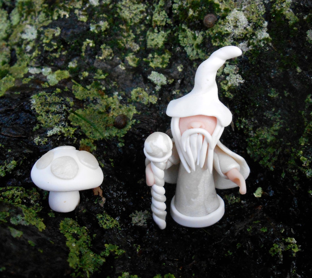 Miniature Polymer Wizard, Teeny Clay Magic Wizard, Woodland Terrarium ...