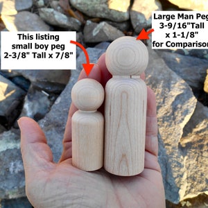 Boy, Small Man Peg Dolls, Blank Wooden Peg, 6 Unfinished Pegs, Small ...