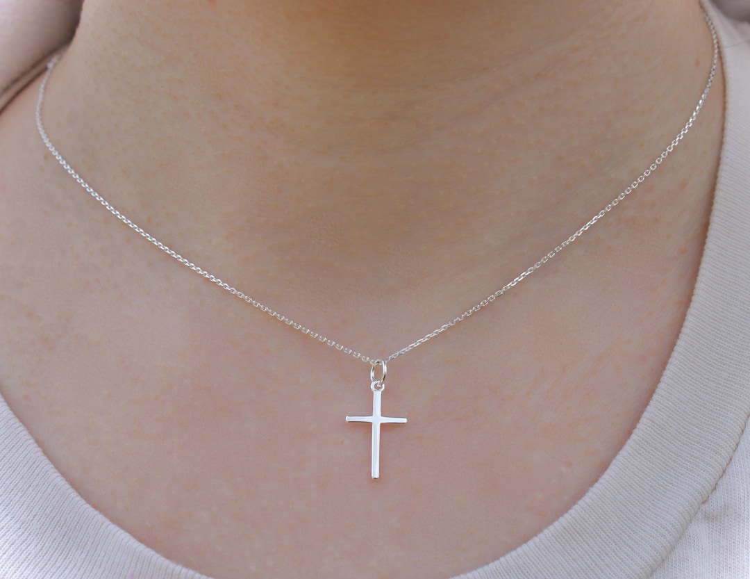 Simple Sterling Silver Cross Necklace, Cross Pendant, Religious Jewelry ...