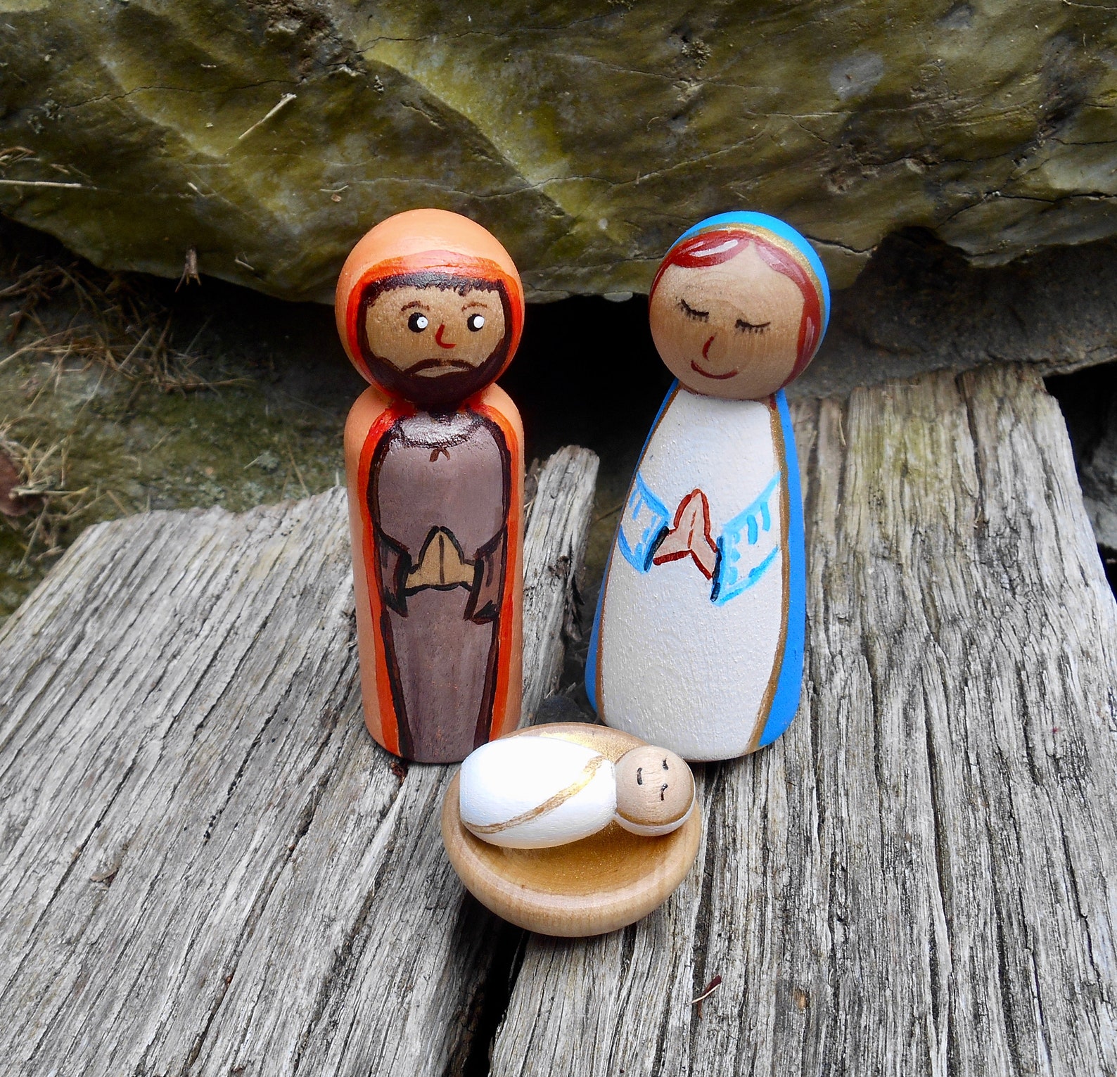 Wood Doll Nativity Peg Doll Nativity Unique Nativity - Etsy