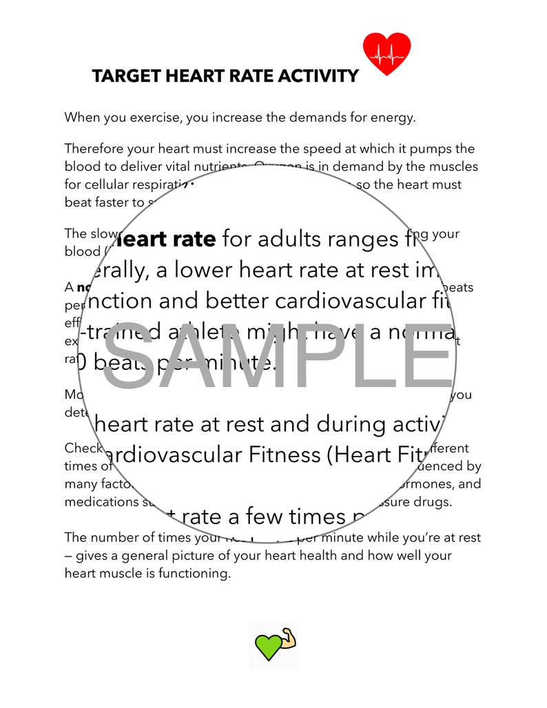 Heart Rate Fitness Lab Exercise Log Cardiovascular Fitness | Etsy