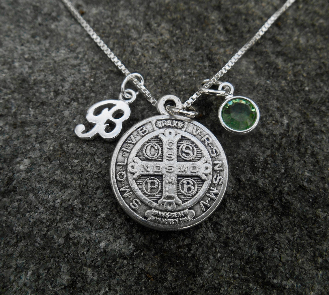 Saint Benedict Medal Necklace. St Benedict Necklace. Catholic Necklace ...