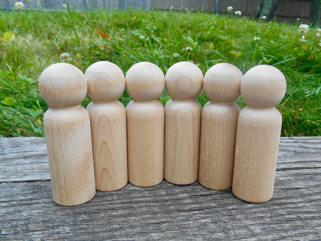 LARGE MAN Peg Dolls, Blank Wooden People, 6 Unfinished Pegs, Large Man ...