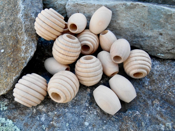 Chunky Lacing Beads All Natural Unfinished Wood Beads Large | Etsy