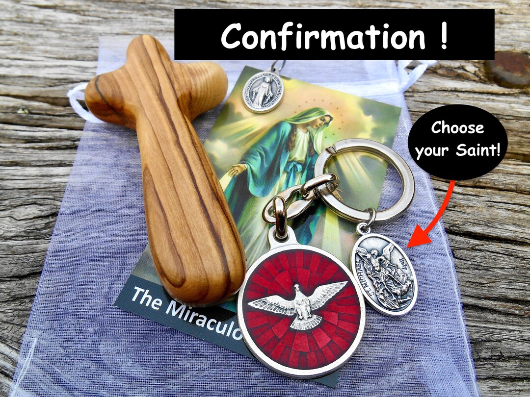 Confirmation Gift Set for Him/her, Choose Your Saint Key Chain ...