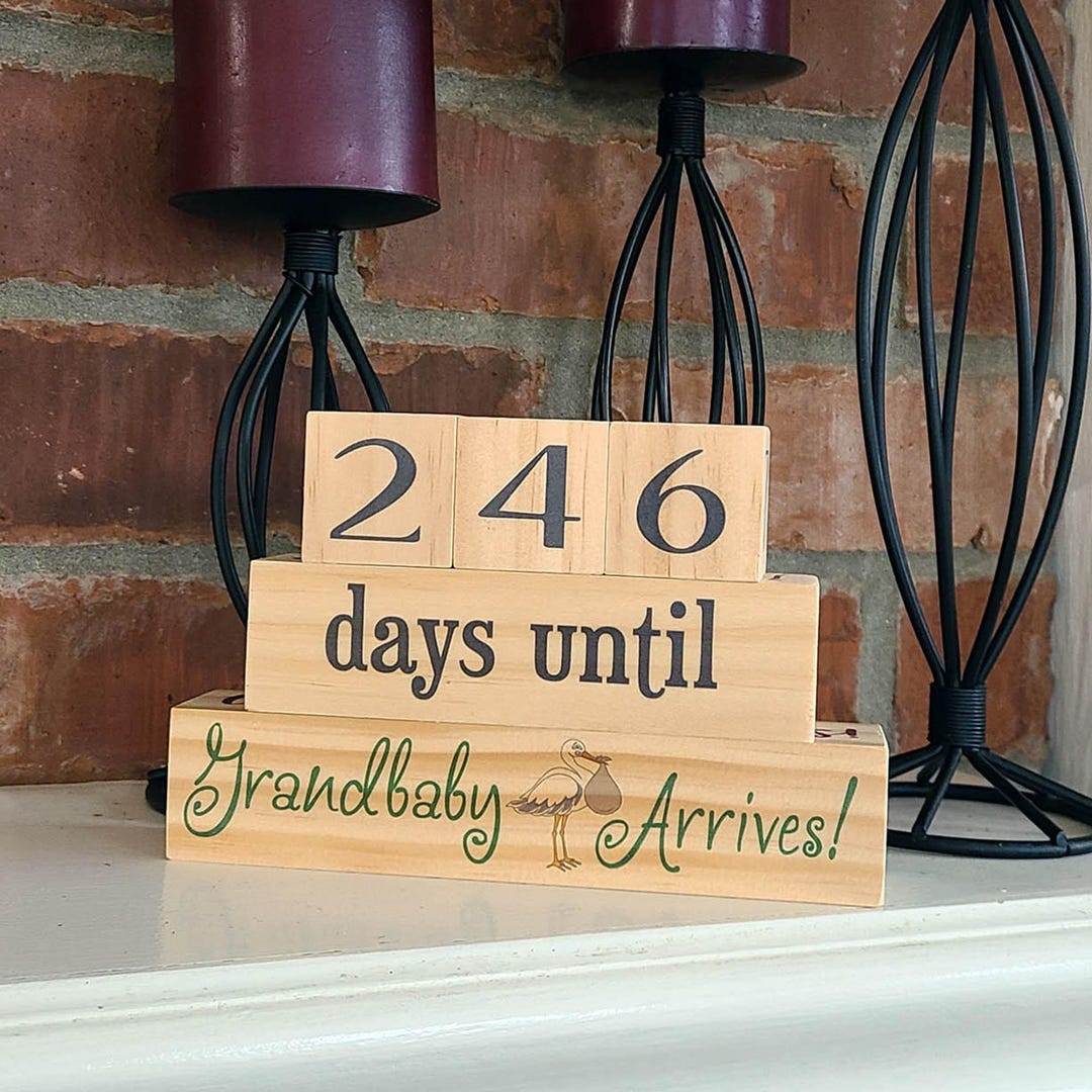 Grandbaby Countdown Blocks | Reveal Gift Set - Etsy