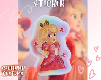 Princess Peach, Super Mario Bros Sticker, Decal, Laptop Sticker, Water ...