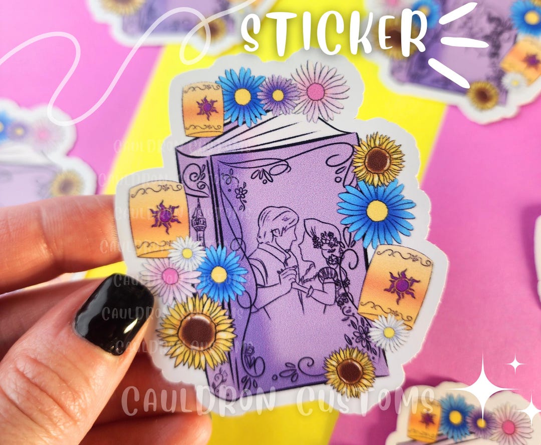 Purple Storybook Flower Gloss Sticker 3 Inch | Water Bottle Sticker ...