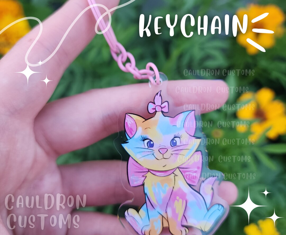 Pastel Cat Keychain 2.5 Inch Clear Acrylic Double-sided Keychain ...