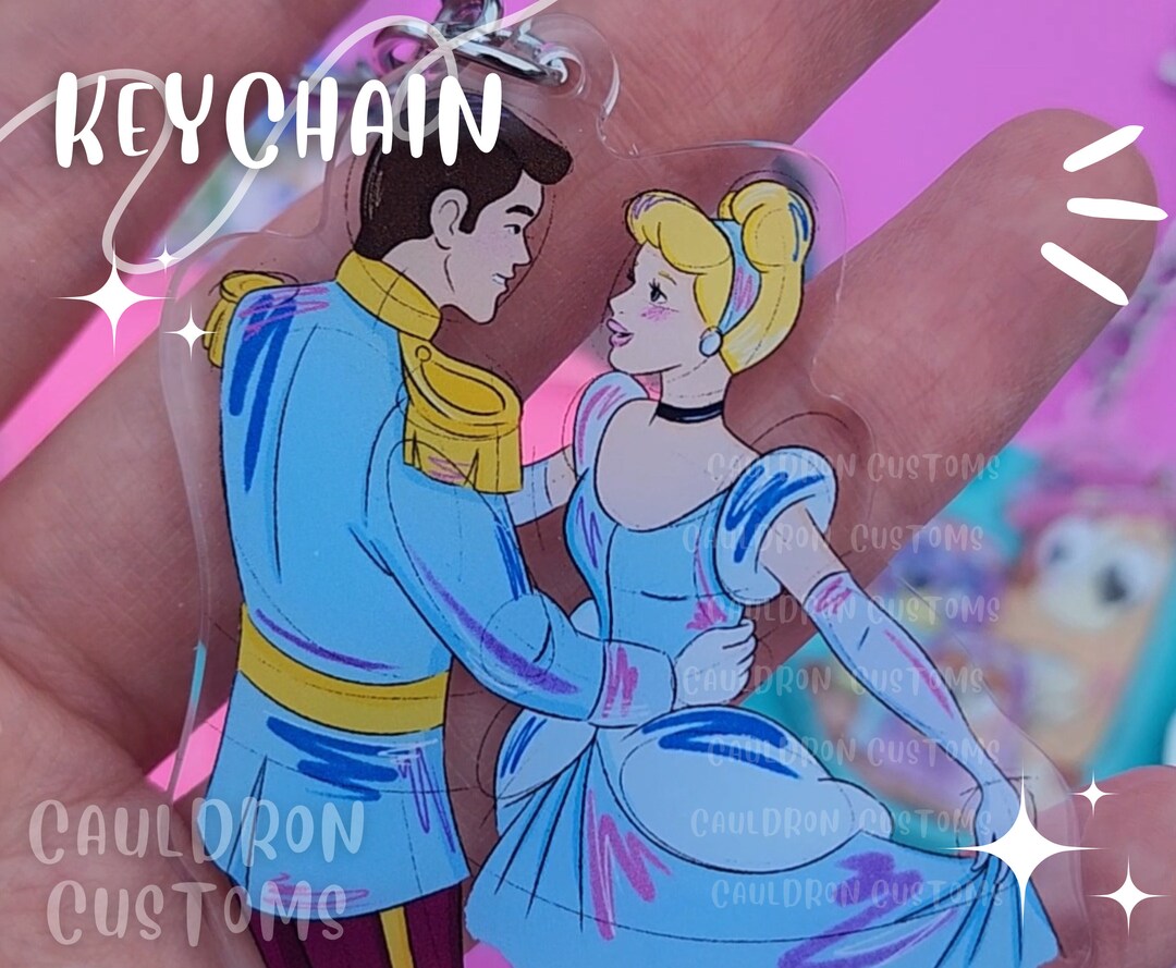 Blue Dress Princess Couple Keychain 2.5 Inch Clear Acrylic | Love | A ...