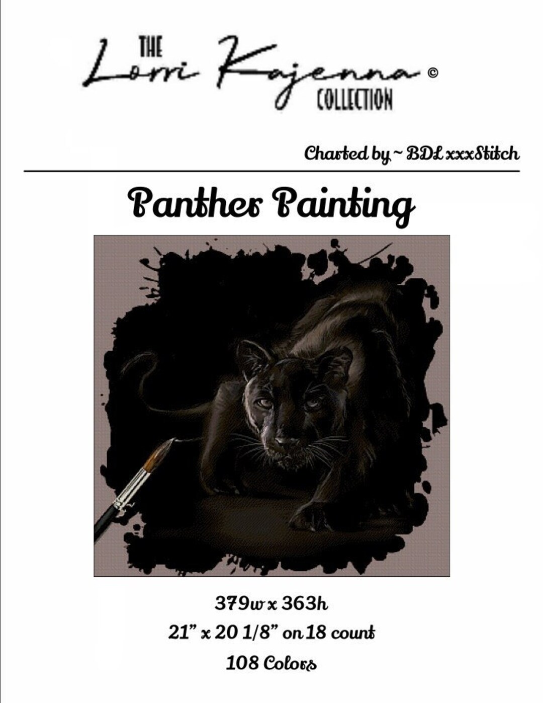 Panther Painting Cross Stitch Pattern, Original Artwork by Lorri ...