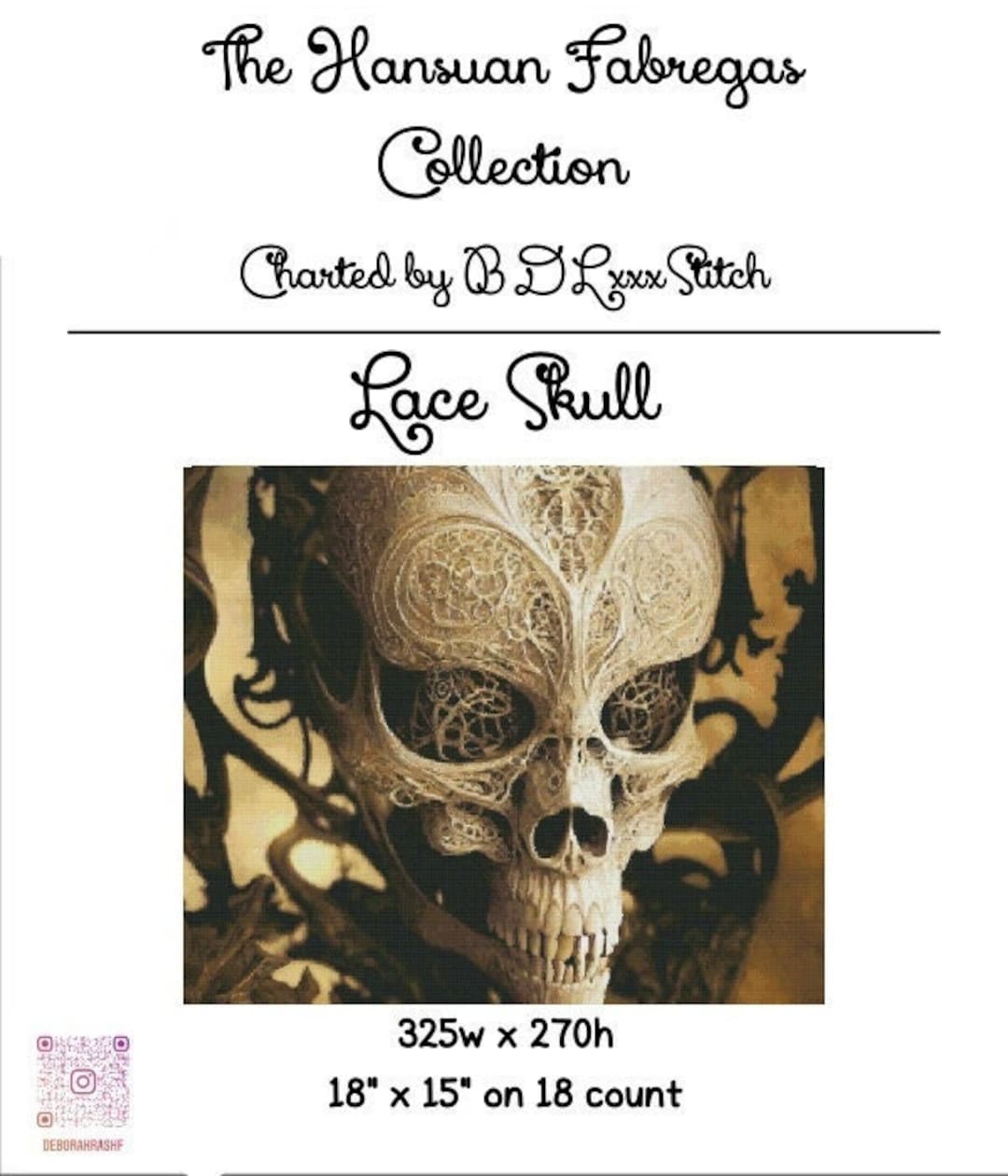 Lace Skull Cross Stitch Pattern ~ Artwork by Hansuan Fabregas - Etsy