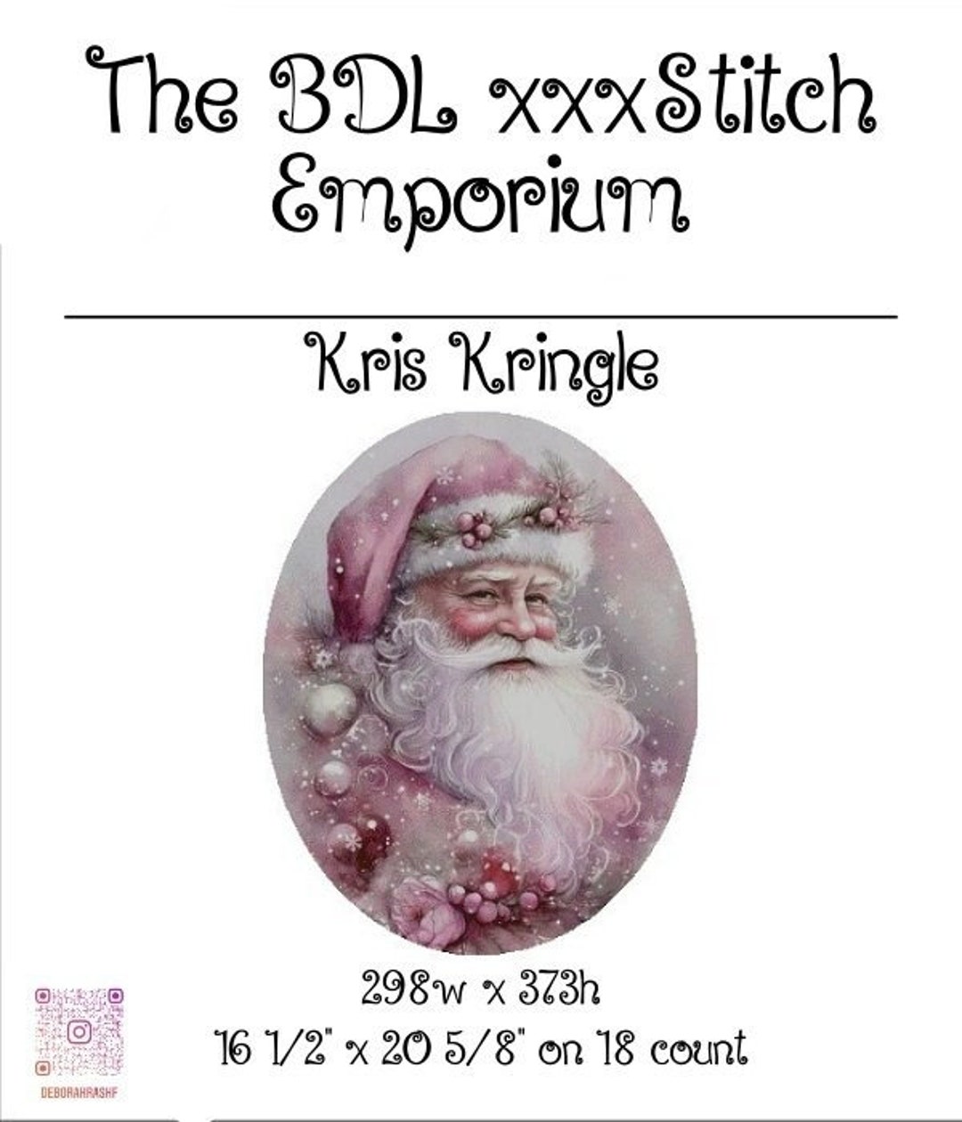 Kris Kringle Oval Cross Stitch Pattern ~ Original Artwork by Sandi K ...