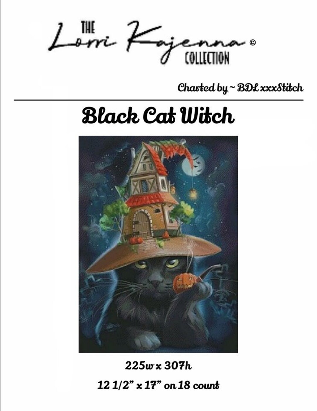 Black Cat Witch Cross Stitch Pattern, Original Artwork by Ukrainian ...