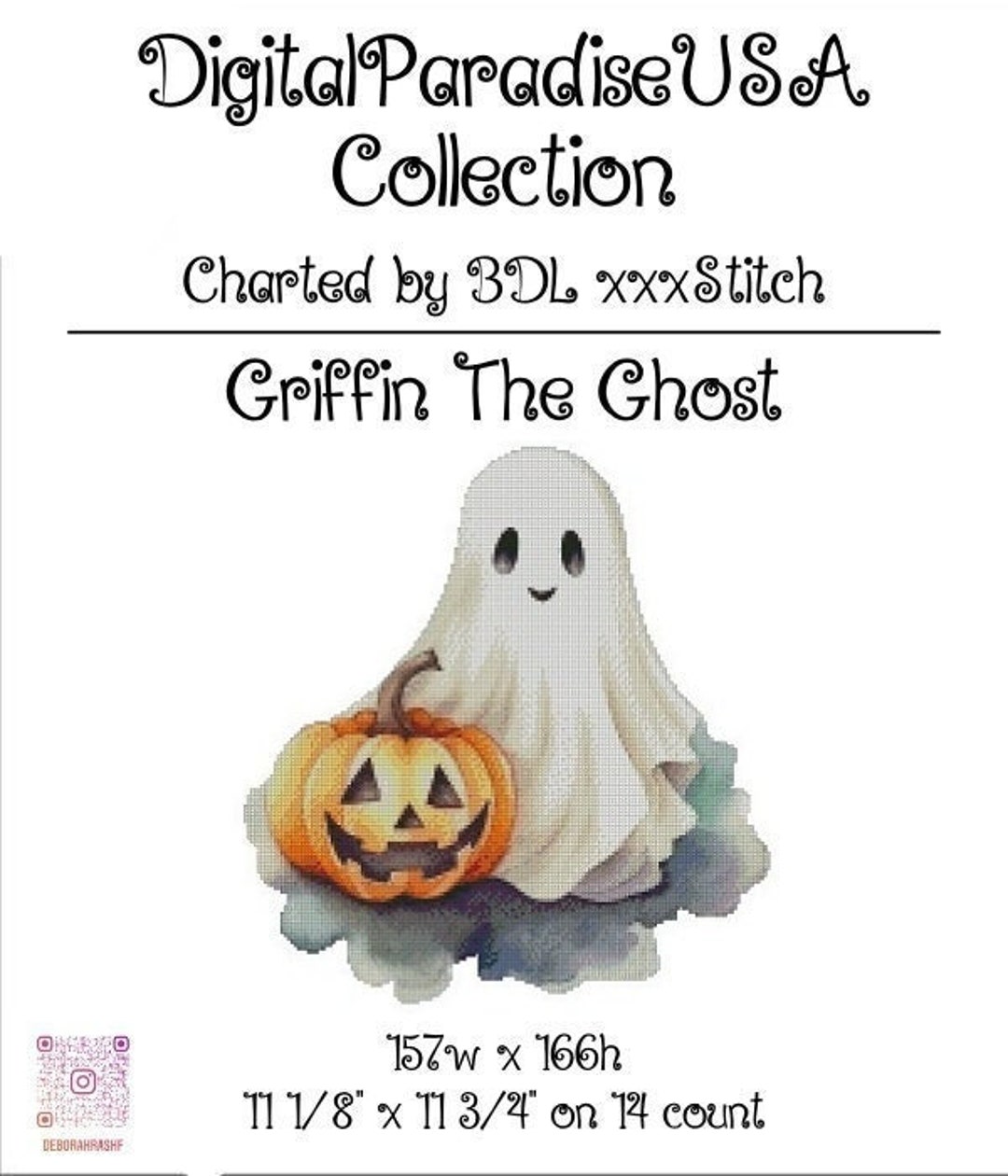 Griffin the Ghost Cross Stitch Pattern ~ Original Artwork by Digital ...
