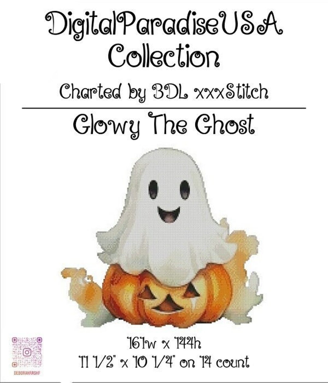 Glowy the Ghost Cross Stitch Pattern Original Artwork by - Etsy