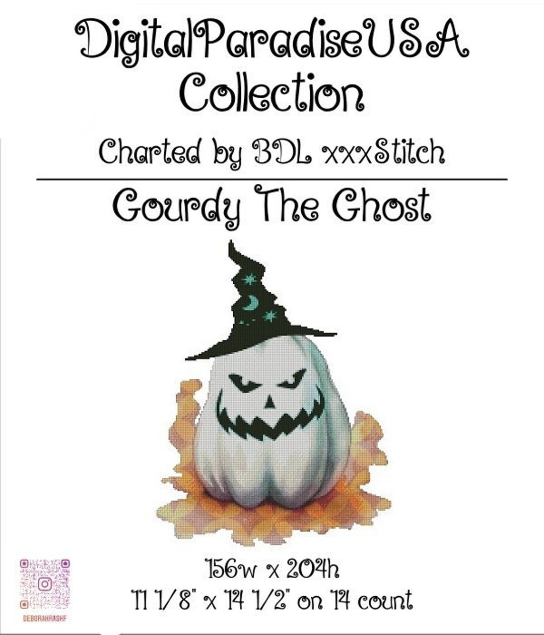 Gourdy the Ghost Cross Stitch Pattern Original Artwork by - Etsy