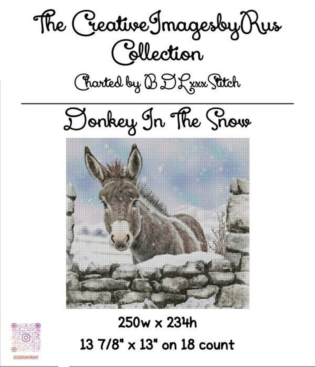 Donkey in the Snow Cross Stitch Pattern ~ Original Artwork by ...