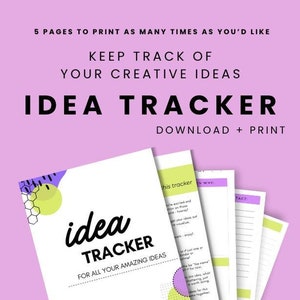 Idea Tracker, Organizer for Creatives, Artist Minimal Worksheets ...