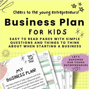Kids Business Plan Worksheet: DIY Printable Starter Guide (PDF) - Etsy