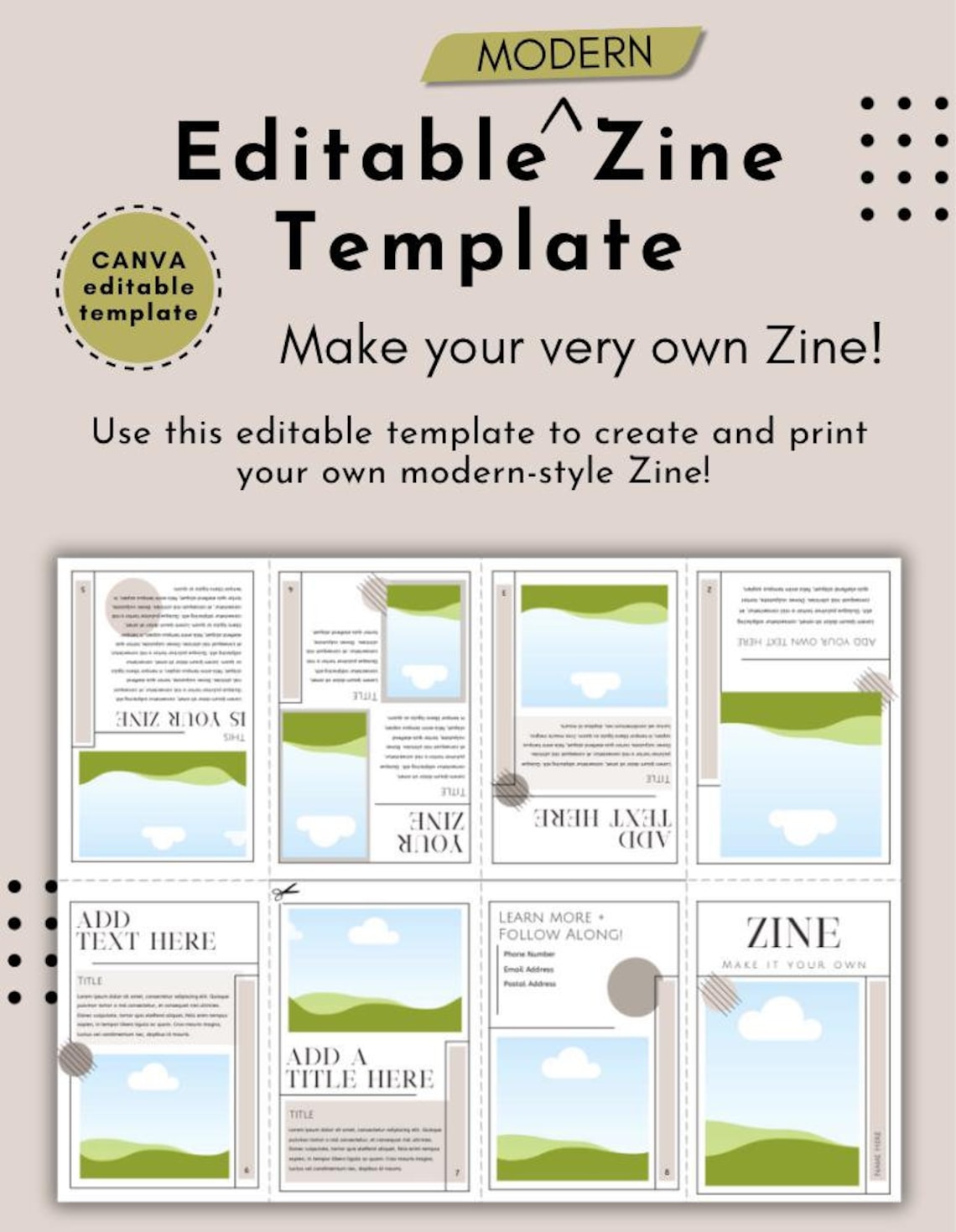 Editable Modern Zine Template With Canva, 8-page Zine, Zine-making for ...