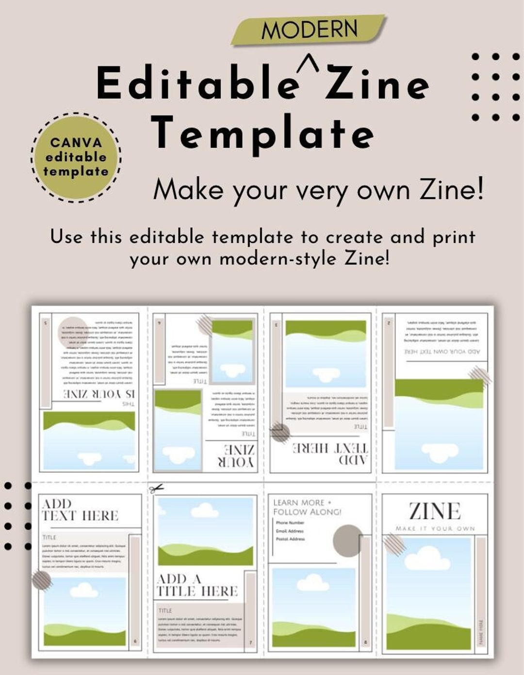 Editable Modern Zine Template With Canva, 8-page Zine, Zine-making for ...