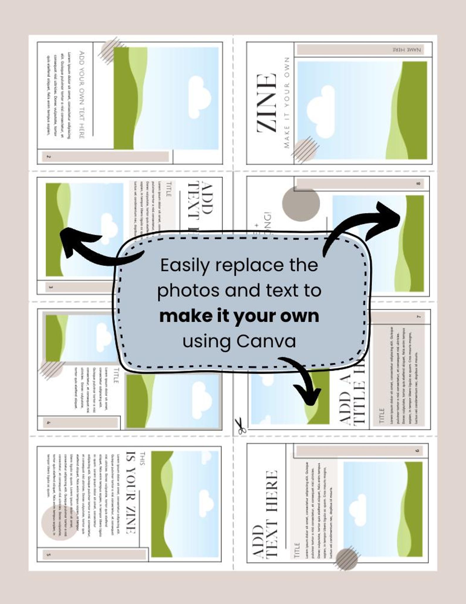 Editable Modern Zine Template With Canva, 8-page Zine, Zine-making for Beginners, DIY Print ...