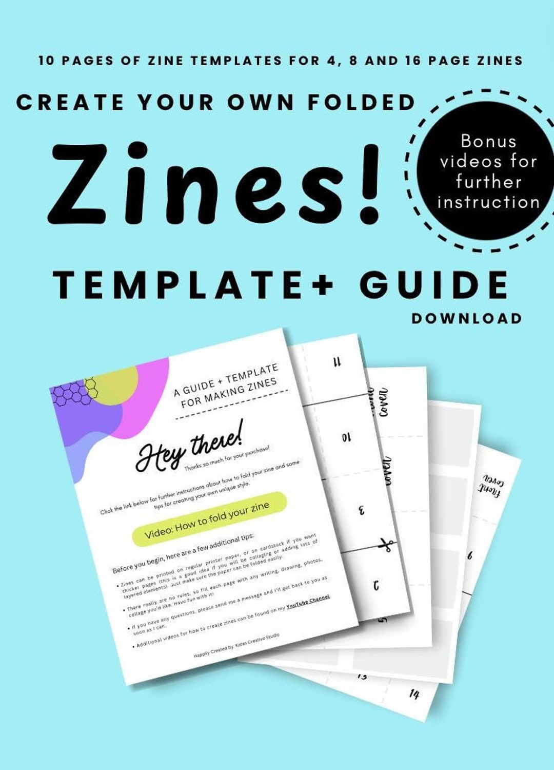 Done for You Zine Template Download, Folded Art Zine Making Instructions, DIY Mini Gift Booklet ...